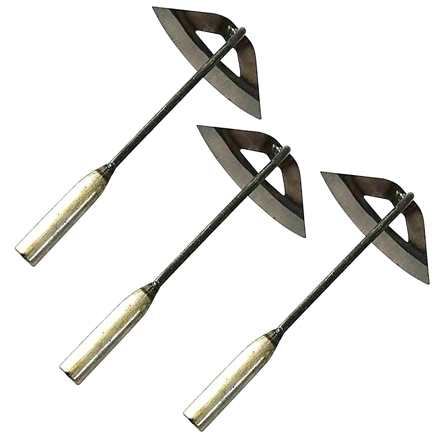 3-Piece All-Steel Hollow Hoe Set - Portable Gardening Soil Release Tool ...