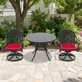 3-Piece All-Weather Cast Aluminum Dining Set with Swivel Chairs, 39.37 ...