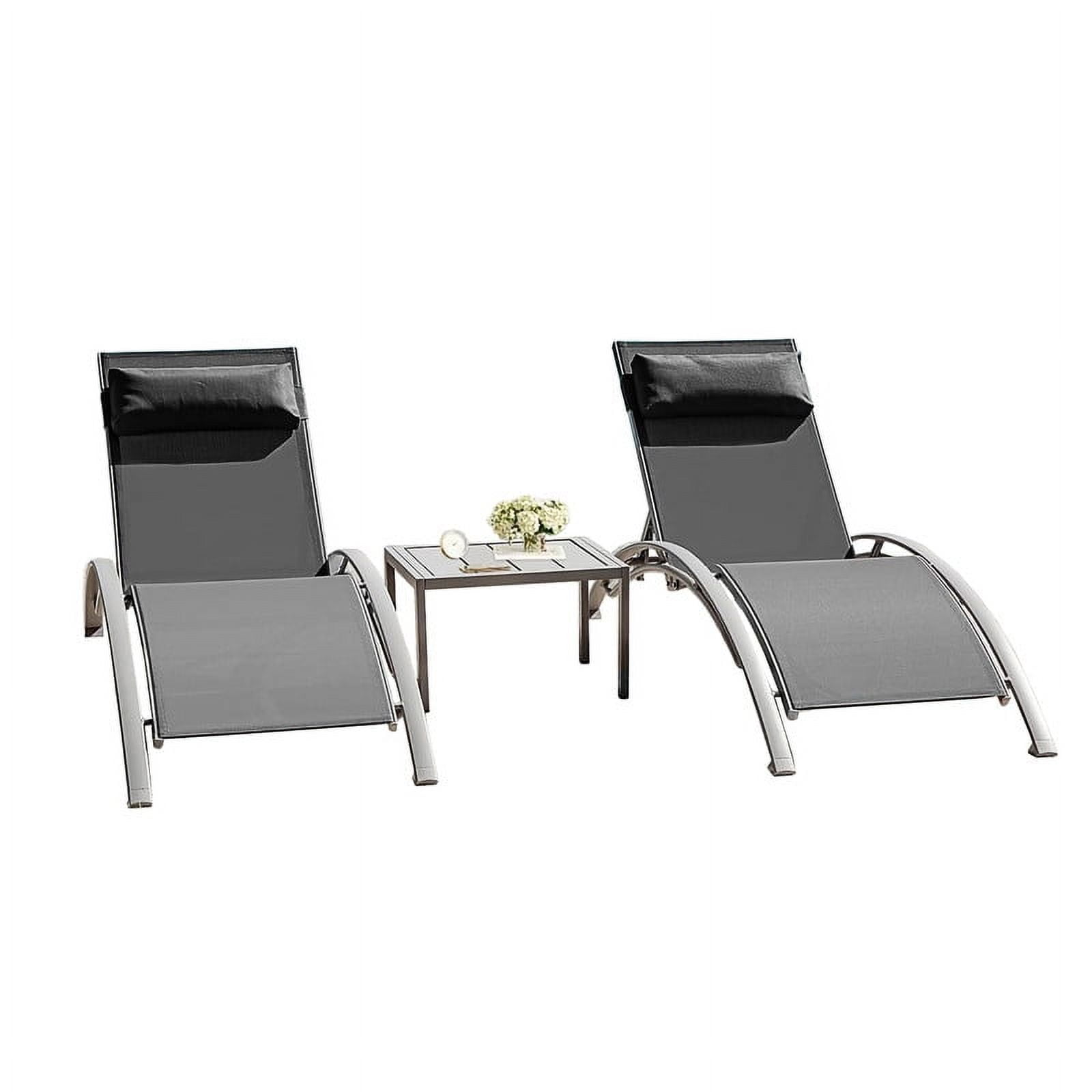 3-Piece Aluminum Chaise Lounge Set - Adjustable Recliners with All ...