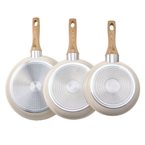 3 Piece Aluminum Frying Pan Skillet Set 8 9.5 11 Inch Pre Seasoned ...