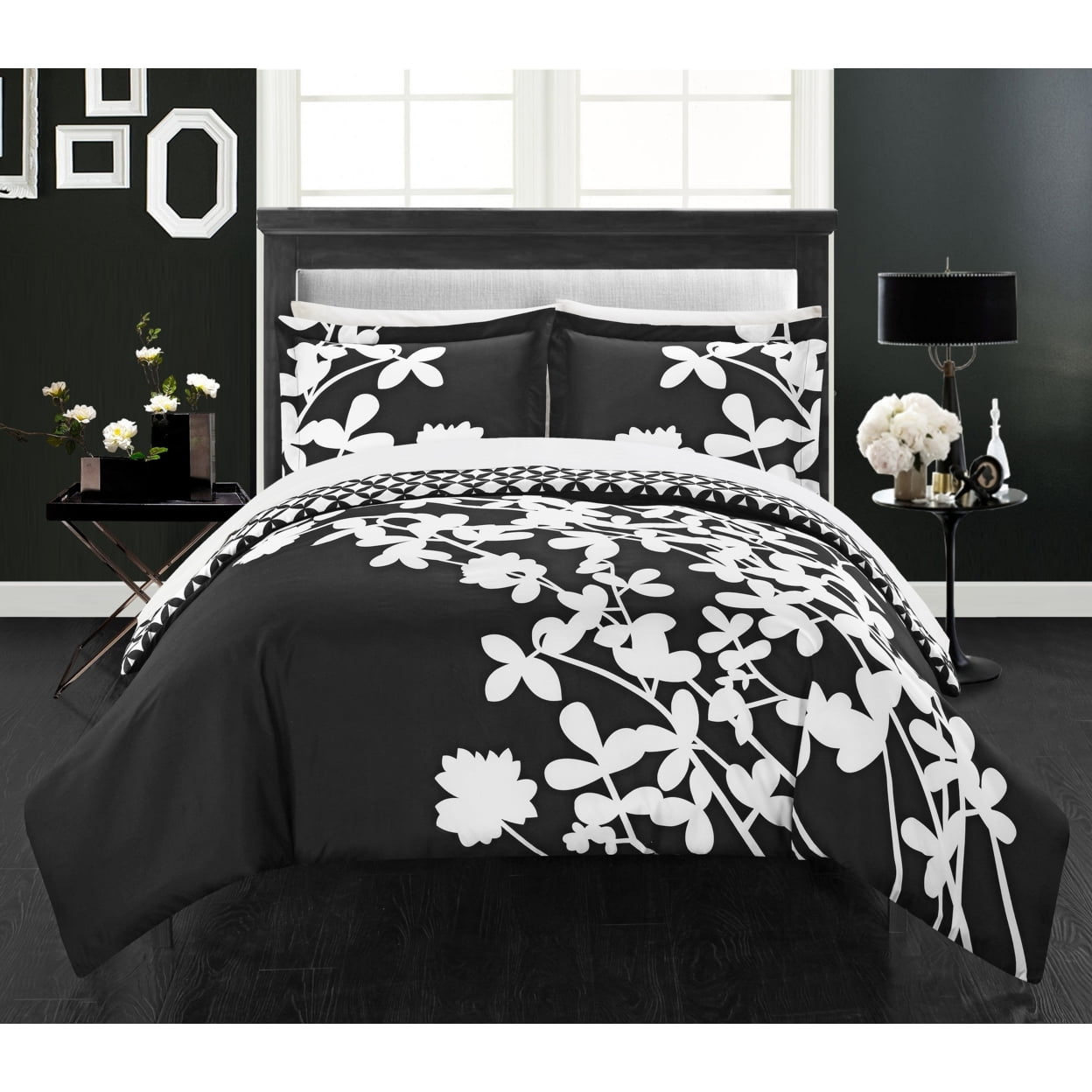 3 Piece Amaryllis Reversible large scale floral design printed with ...