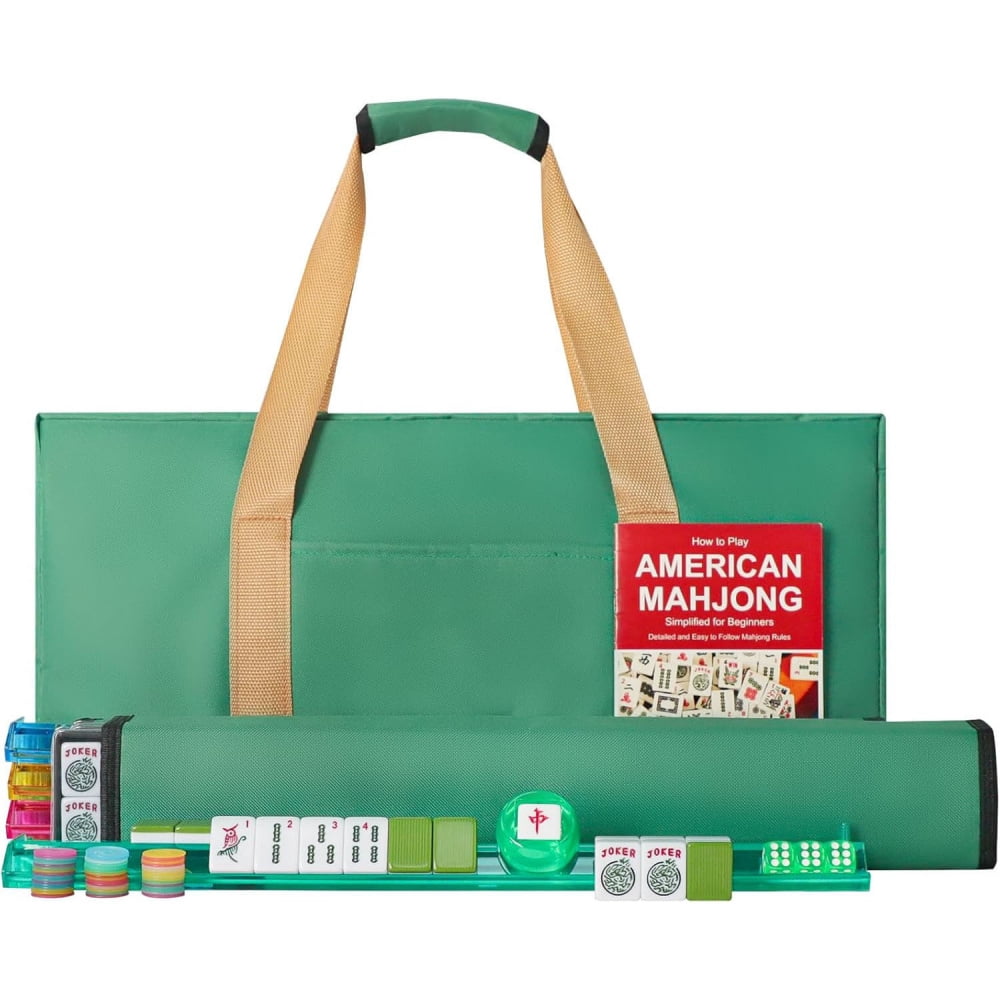 3 Piece American Mahjong Set with Large Tote Tile Pouch and Drawstring ...