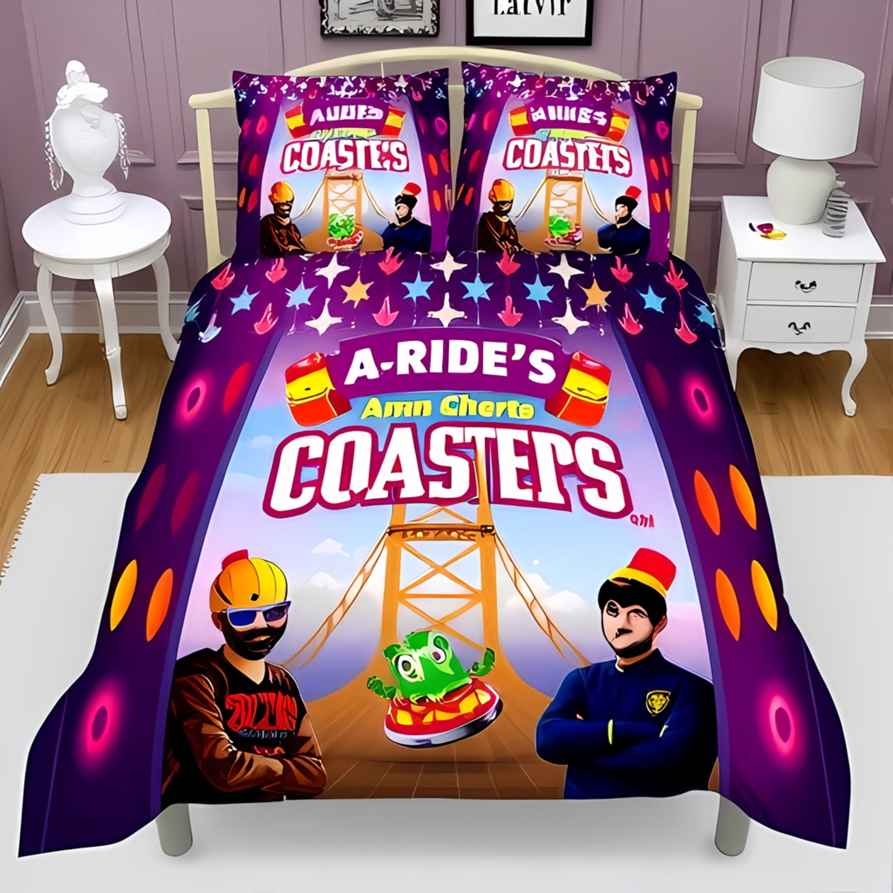 3-Piece Amusement Park Duvet Cover Set - Colorful & Cartoon Characters ...