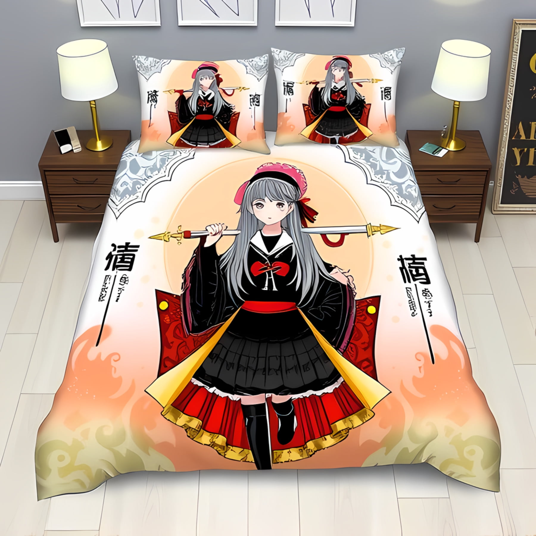 3-Piece Anime Duvet Cover Set - Vibrant Colors Gothic Designs Young ...