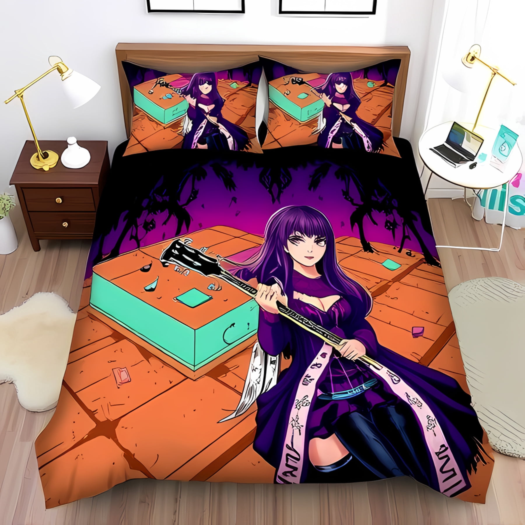 3-Piece Anime Inspired Duvet Cover Set - Bold Colors Mystical Design ...