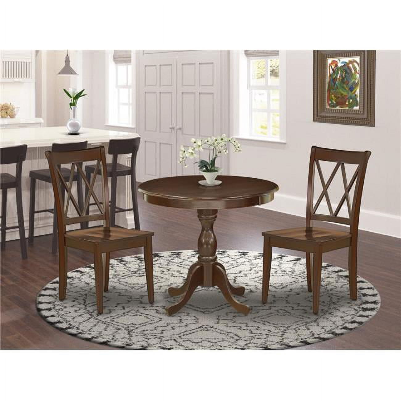 3 Piece Antique Dining Table Set - Mahogany - Walmart.com