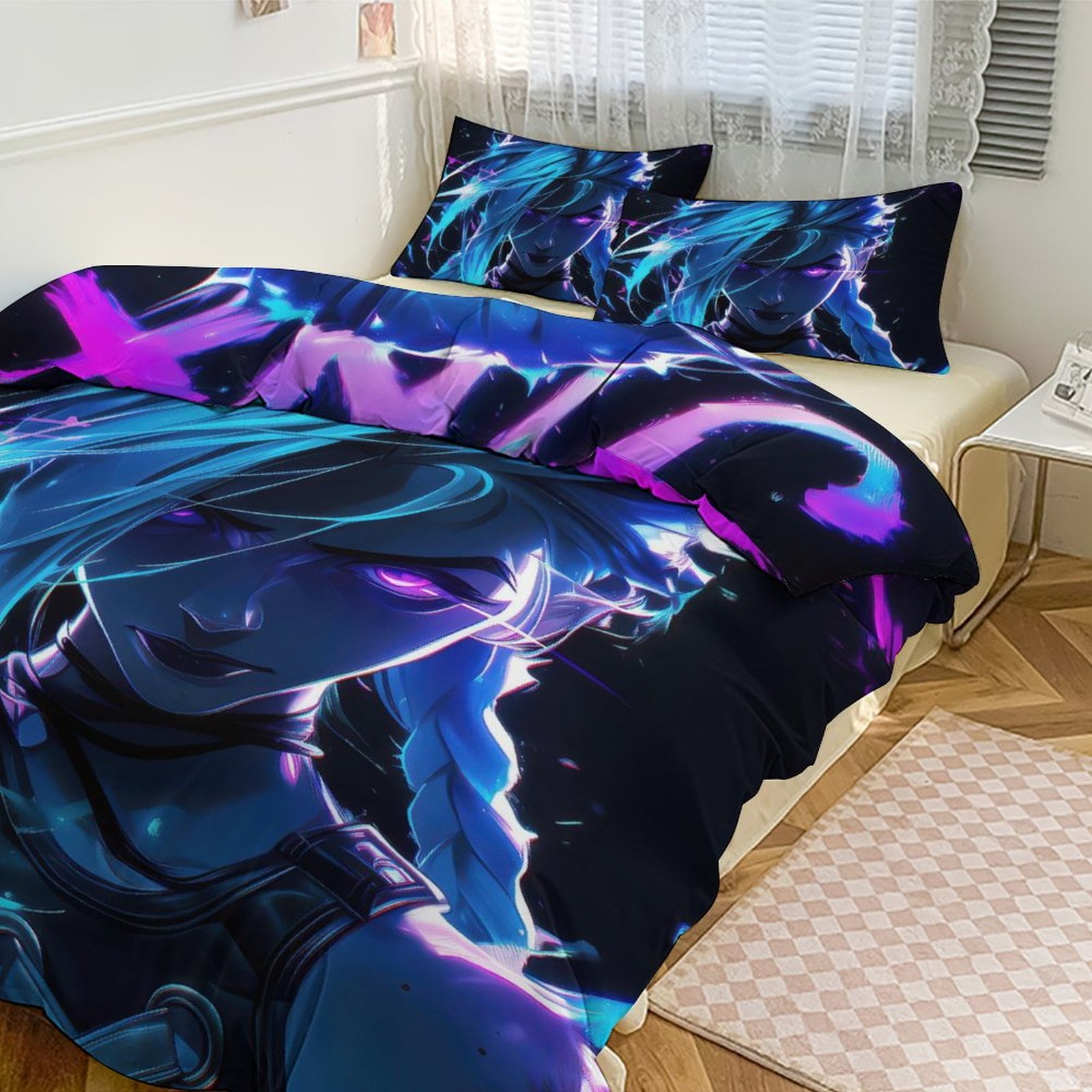 3 Piece Arcane-Jinx Bedding Set, Cute Soft Cozy Bedding Duvet Cover Set ...