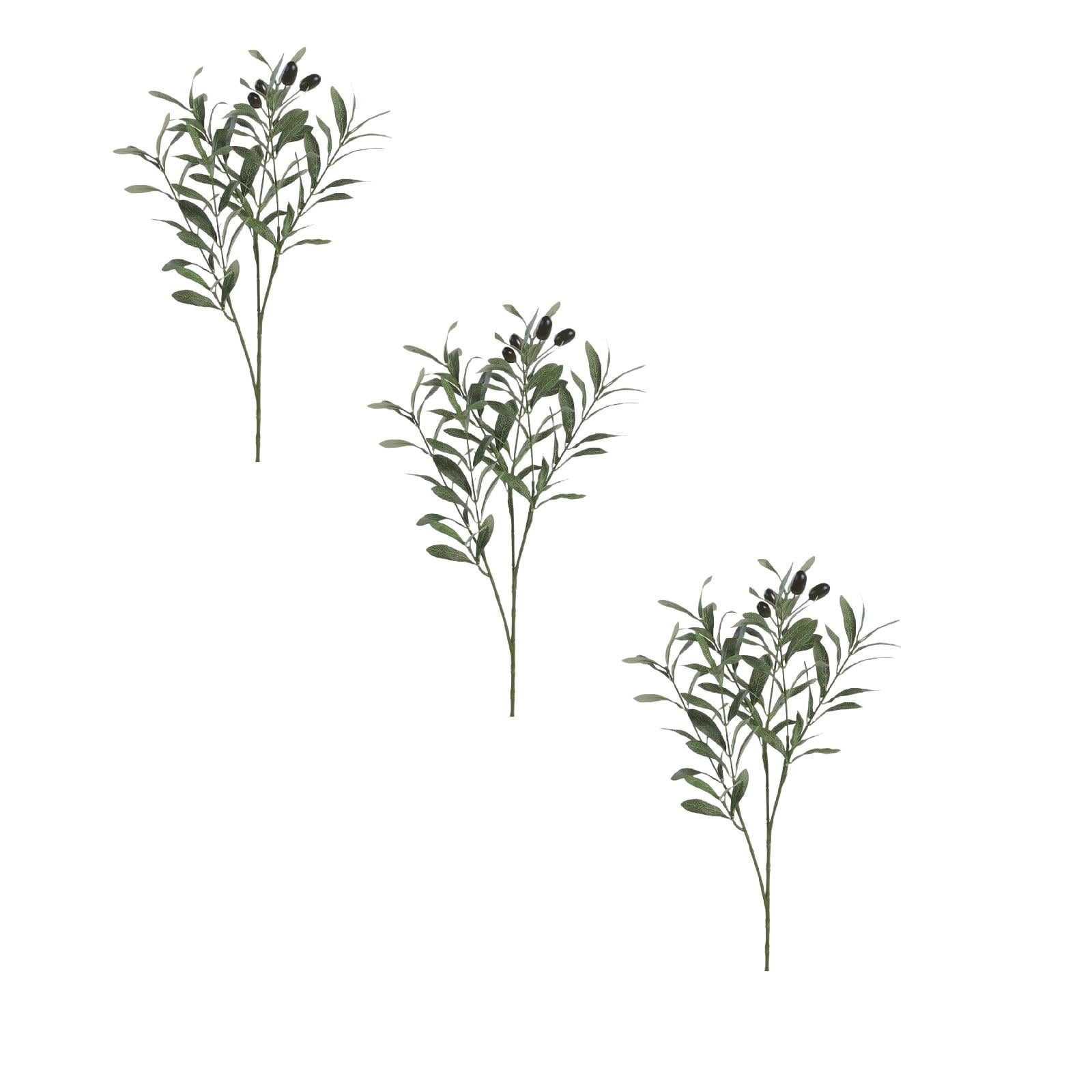 3-Piece Artificial Olive Stem Set with Fruit – Faux Olive Branches with ...