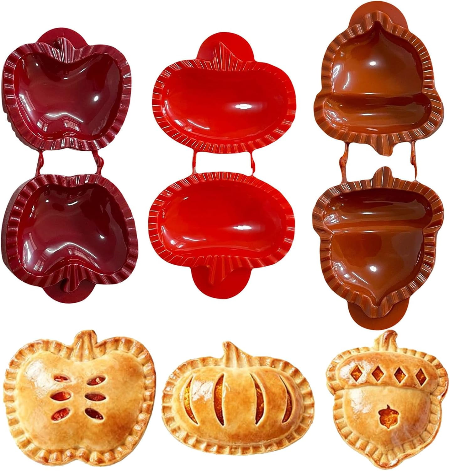 3 Piece Autumn-Themed Pie Mold Set - Apple, Pumpkin & Acorn Shapes ...