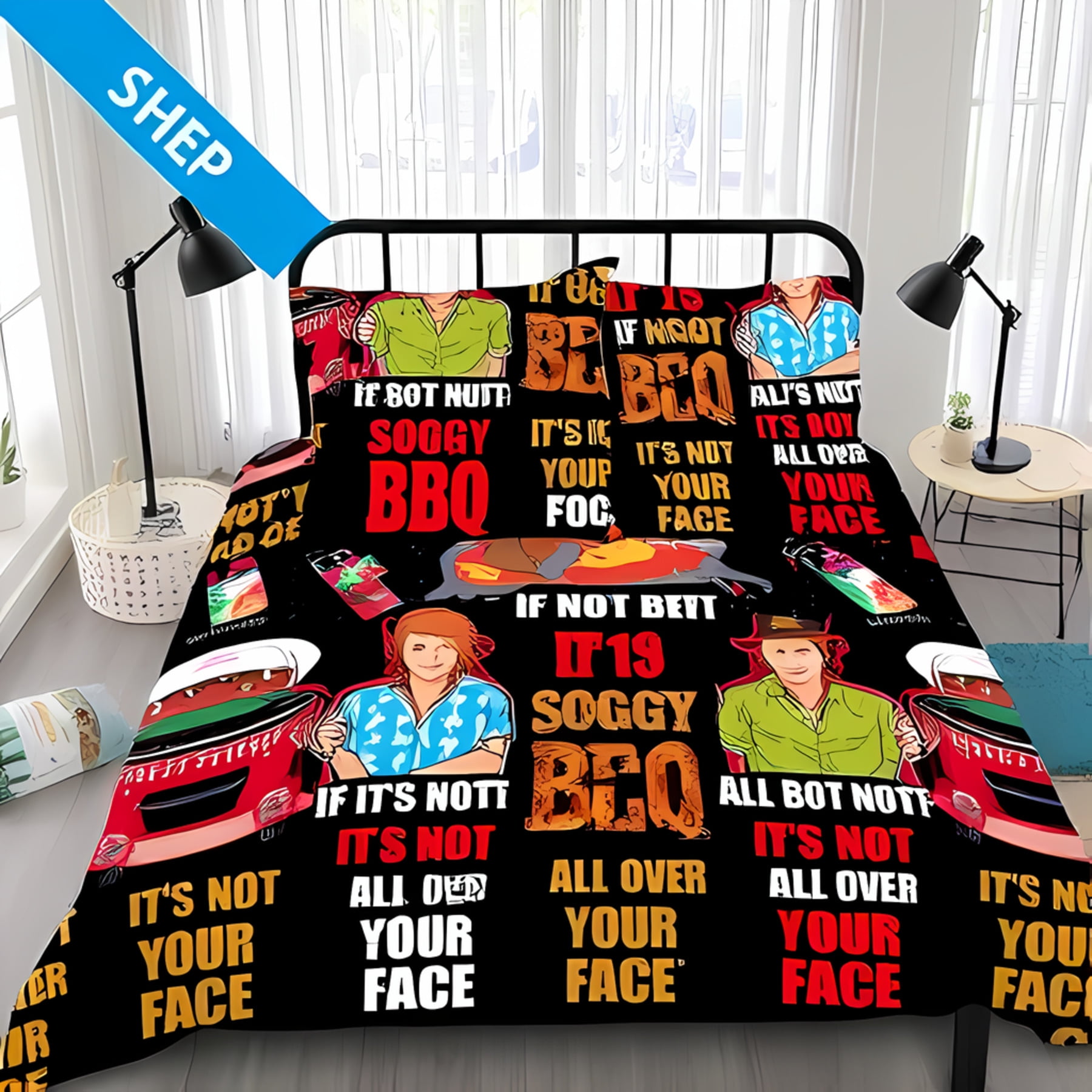 3-Piece BBQ Themed Duvet Cover Set - Colorful Graphics & Whimsical ...