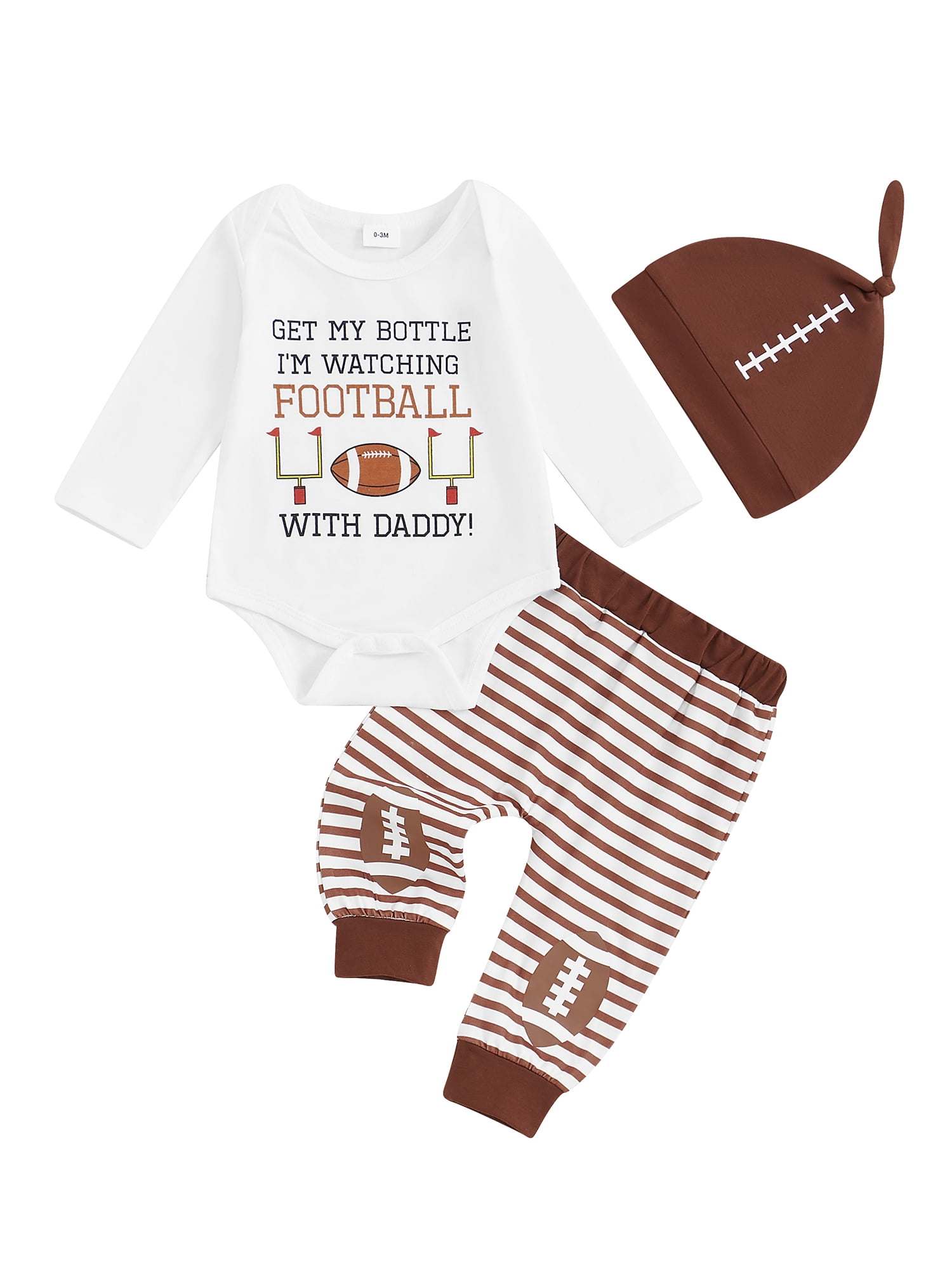 3-Piece Baby Toddler Boys Fall Clothing Set 0 3 6 12 18 Months Football ...