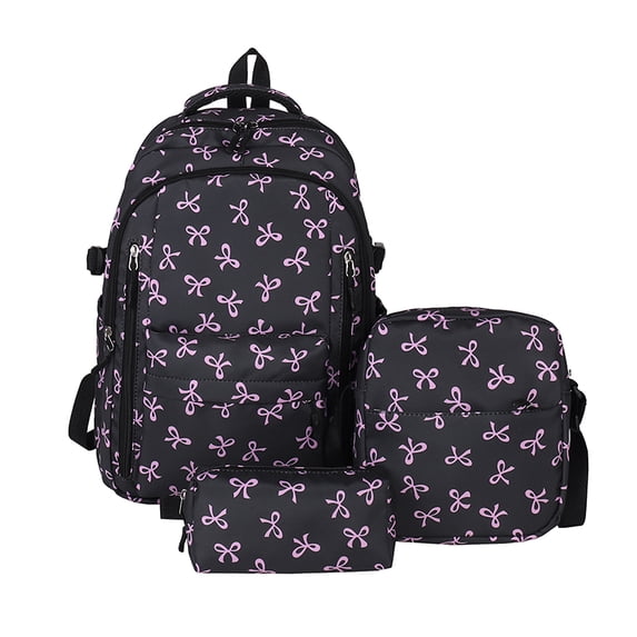 3 Piece Backpack Set 17.72" Canvas With Lunch Bag Pencil Case Large ...