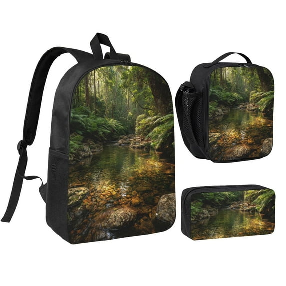 3-Piece Backpack Set, 17" Laptop Bookbag + Insulated Lunch Tote ...