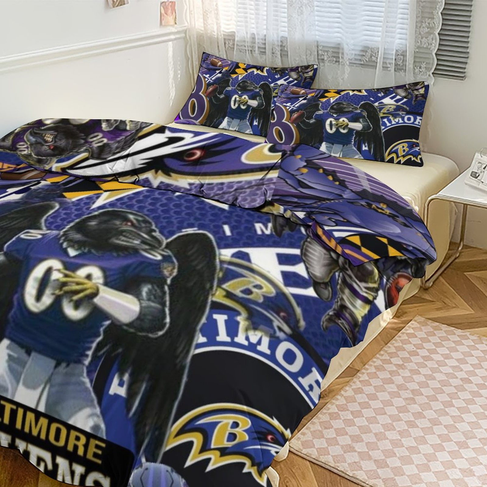 3 Piece Baltimore Football Bedding Set, Soft Cozy Duvet Cover Set with ...