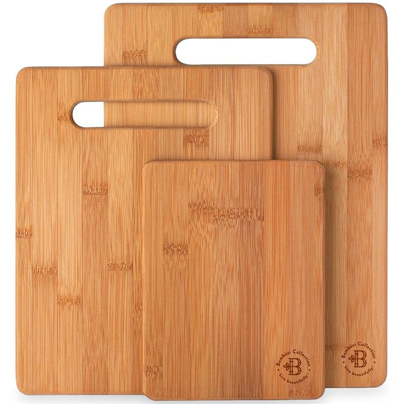 3-Piece Bamboo Cutting Board Set - Assorted Sizes for Wooden Chopping ...