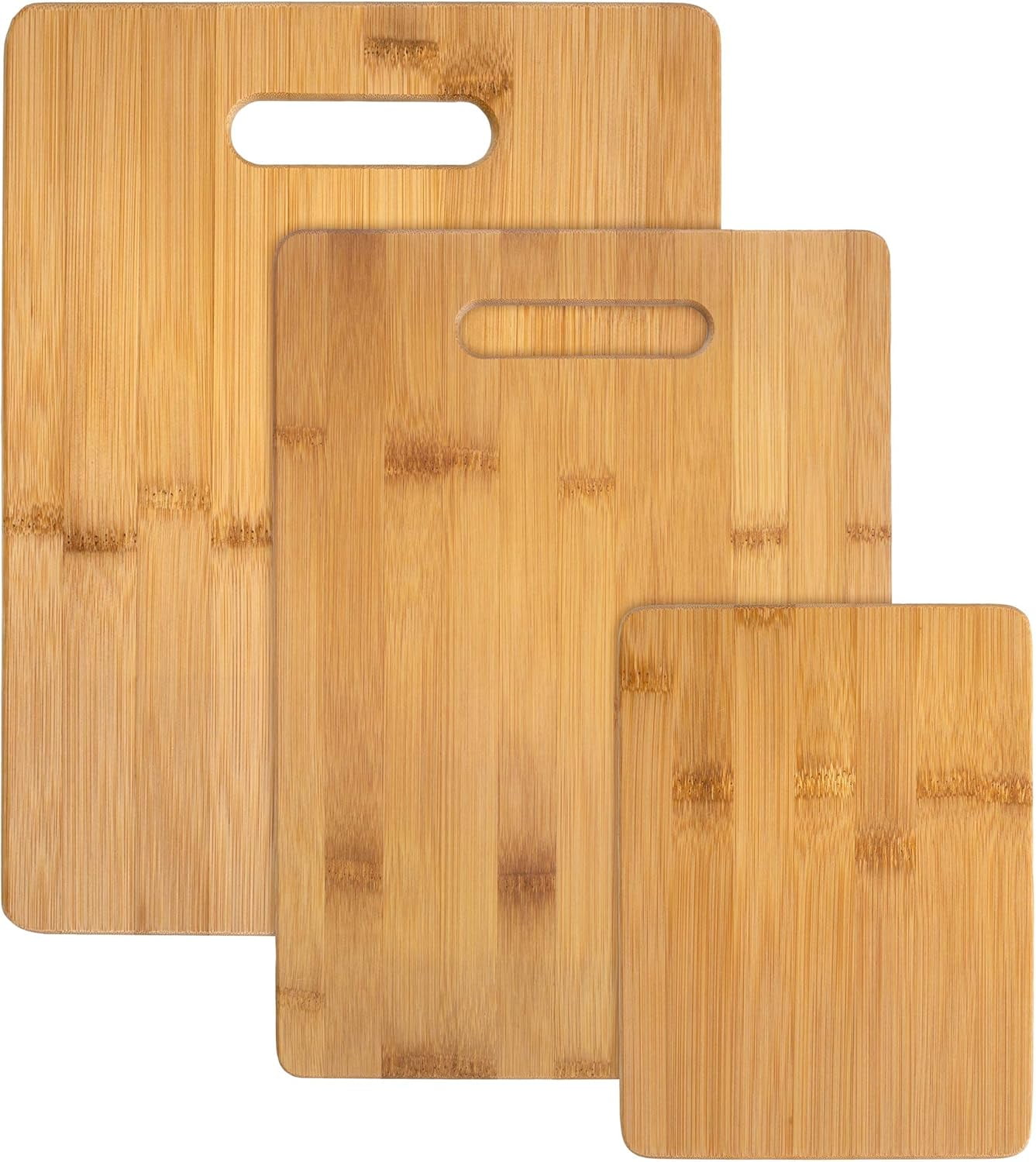 3-Piece Bamboo Cutting Board Set – Reversible Kitchen Boards for ...
