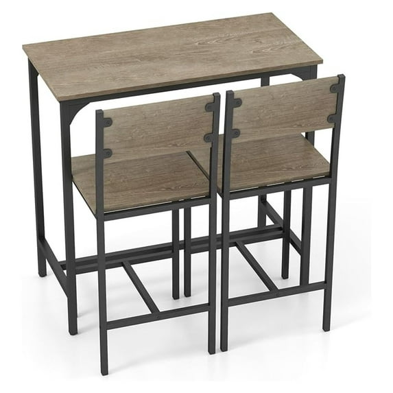 3-Piece Bar Table and Chair Set with 2 Counter Height Bar Stools ...
