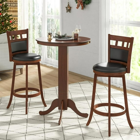 3 Piece Bar Table and Chairs Set, Round Counter Height Table, 2 ...