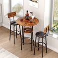 3-Piece Bar Table Set for 2, Small 2-Tier Round Bistro Pub Dining Table ...