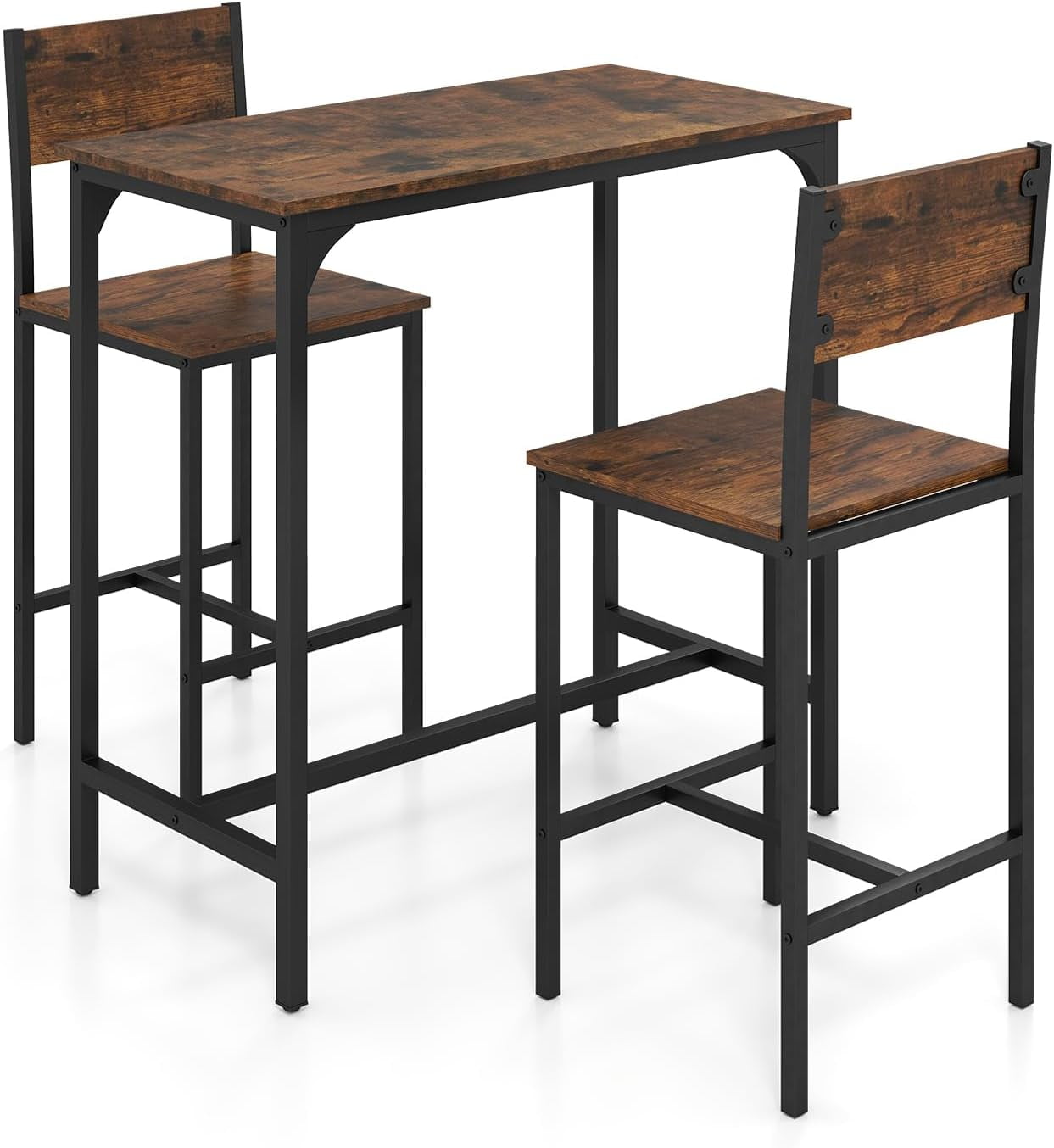 3-Piece Bar Table Set, Counter Height Pub Table & 2 Barstools with ...
