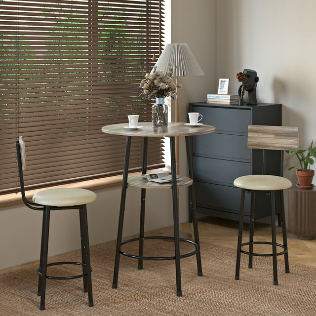 SynGar 3 Piece Bar Table Set, Modern Counter Height Dining Table and ...