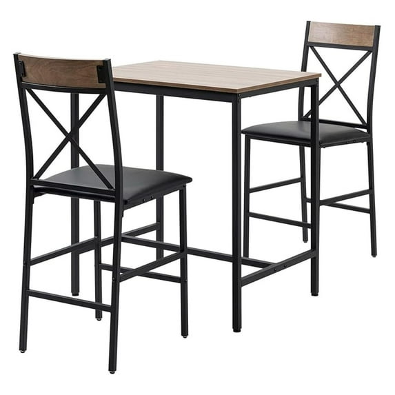 3 Piece Bar Table and Chairs Set, Dining Table Set with PU Padded ...