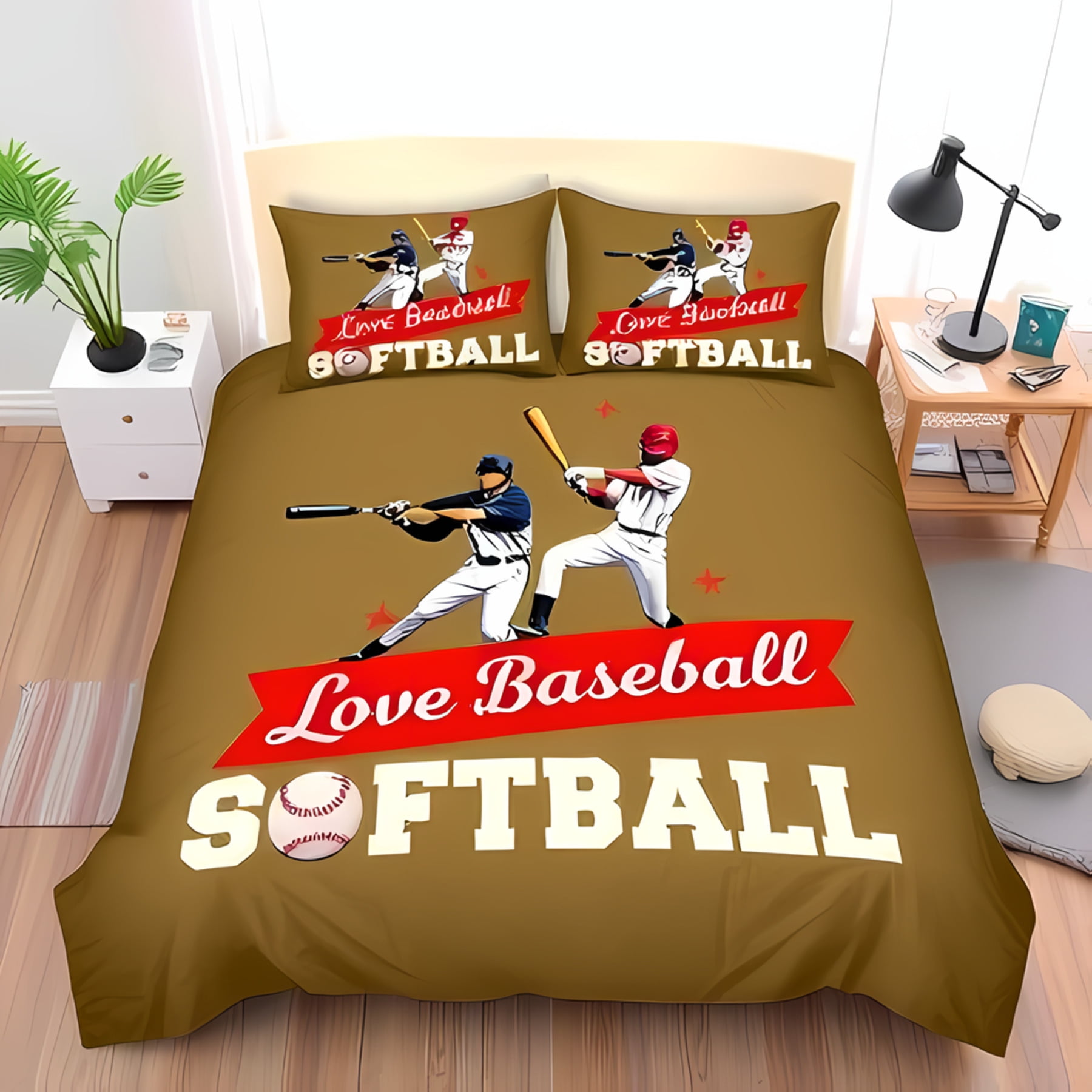 3-Piece Baseball & Softball Duvet Cover Set - Vibrant Comforter ...