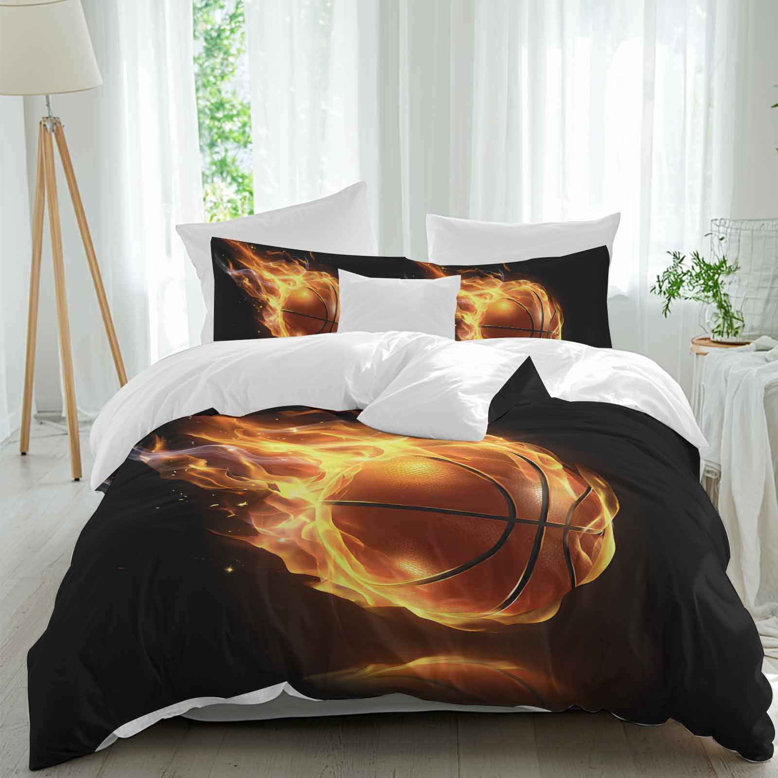 3 Piece Basketball Duvet Cover Set Twin Size,Microfiber Comforter/Quilt ...
