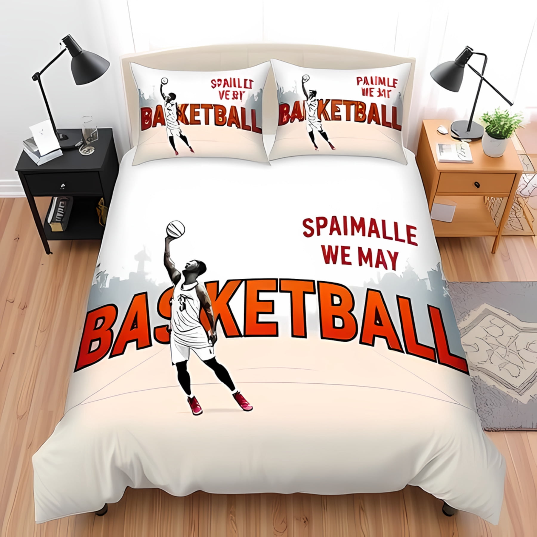 3-Piece Basketball Duvet Cover Set - Vibrant Comforter with Player ...
