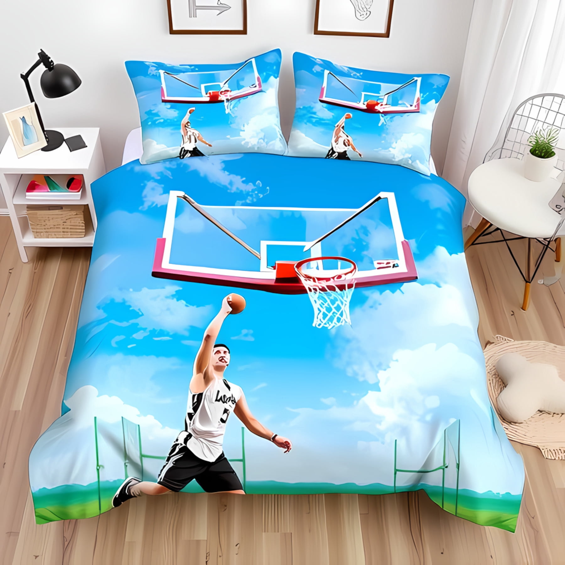 3-Piece Basketball Themed Duvet Cover Set - Action Shot Design with ...
