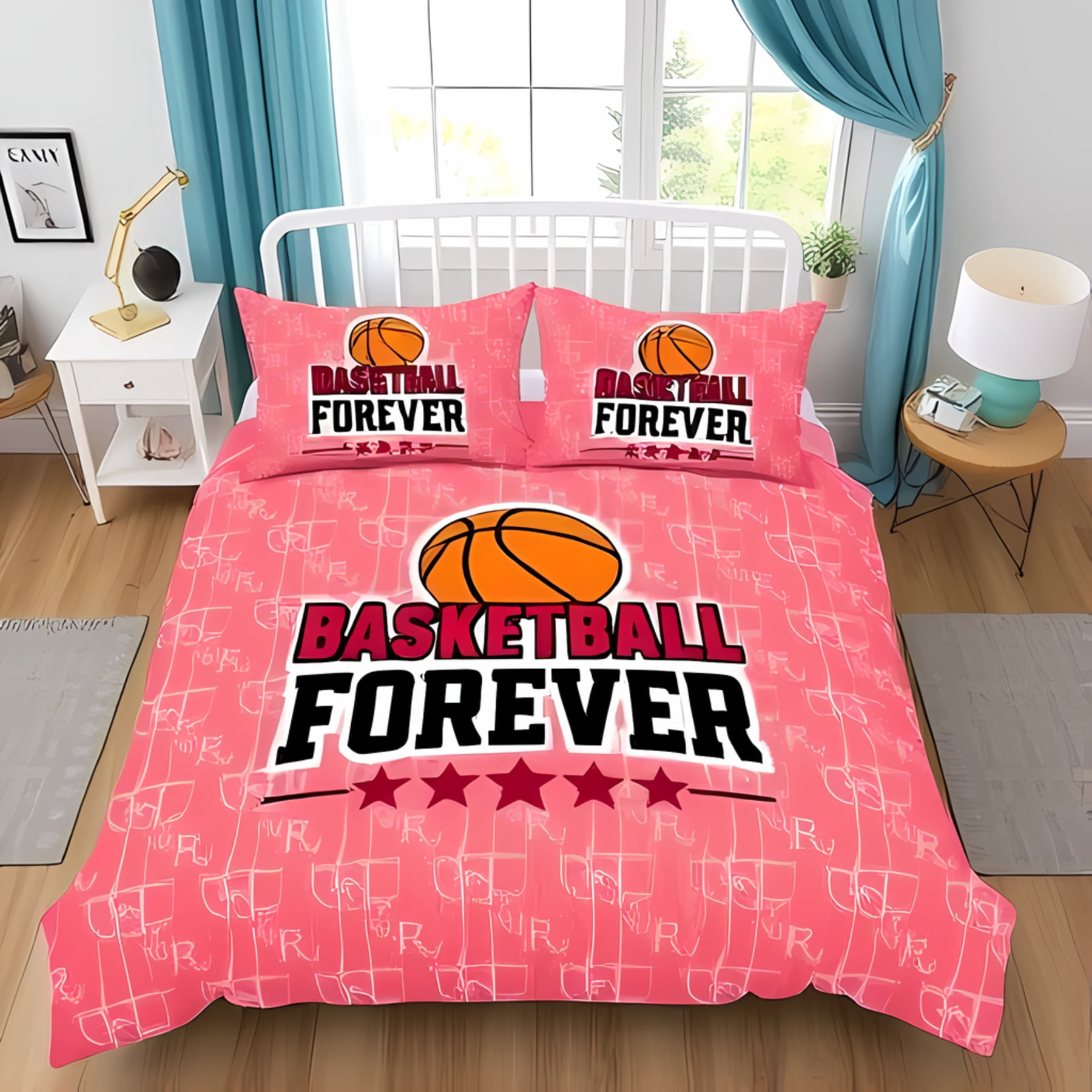 3-Piece Basketball Themed Duvet Cover Set - " BASKETBALL FOREVER ...