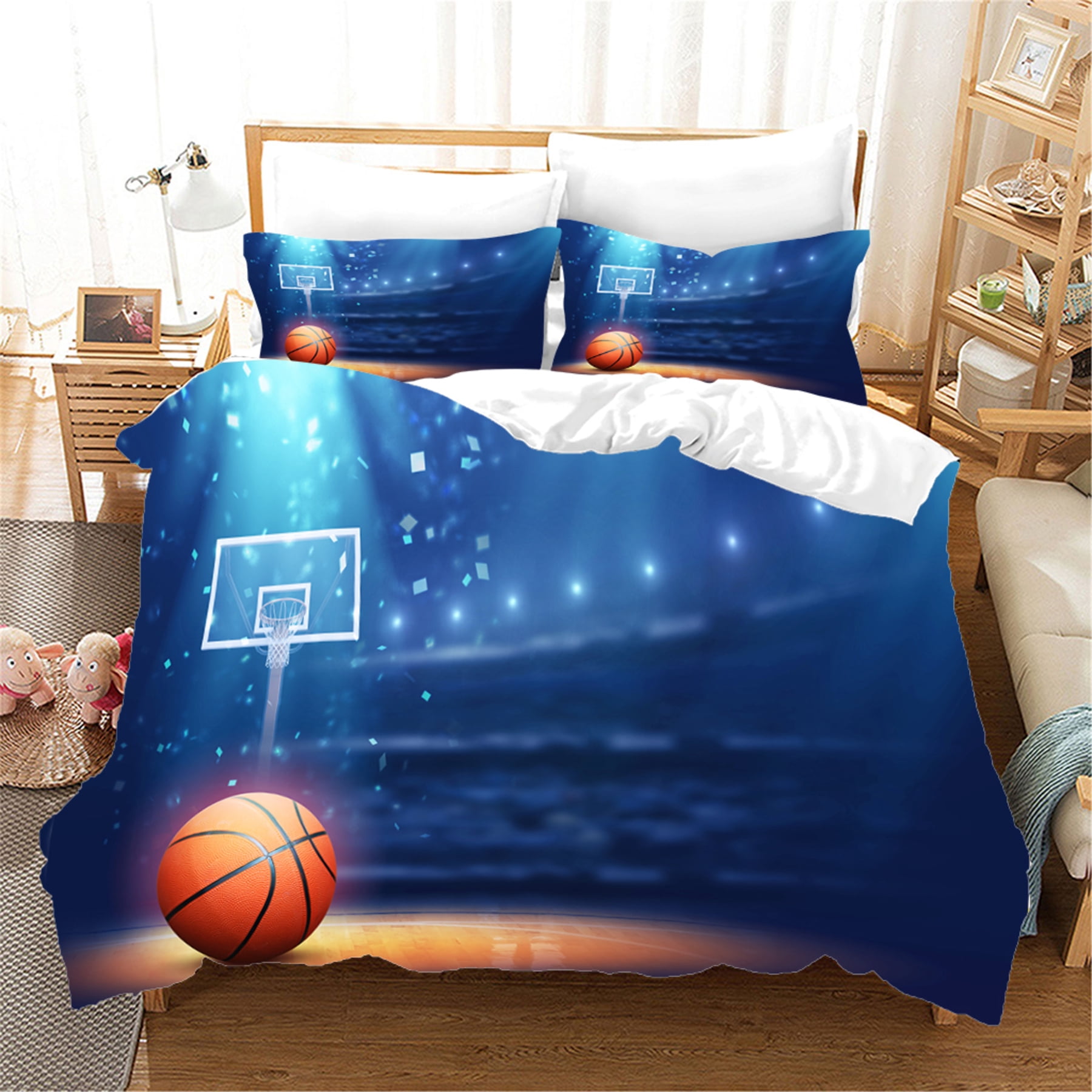 3-Piece Basketball Themed Duvet Cover Set - Vibrant Design with ...