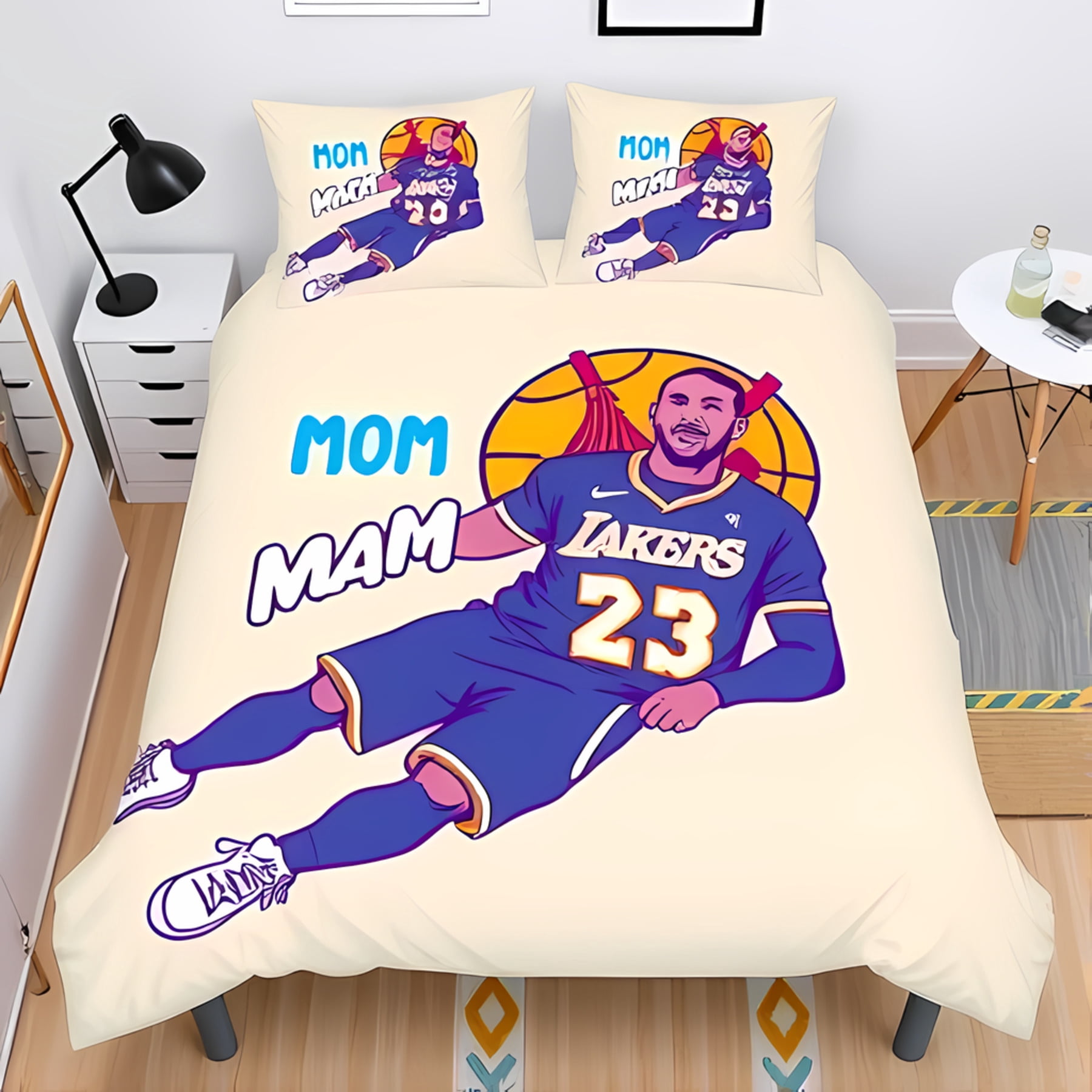 3-Piece Basketball Themed Duvet Cover Set with Vibrant Player Design in ...