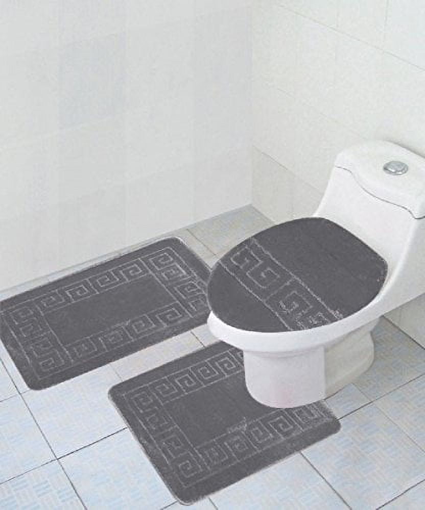 "3 Piece Grey Bath Rug Set - 20""x32"" Rug, 20""x20"" Contour Mat with ...