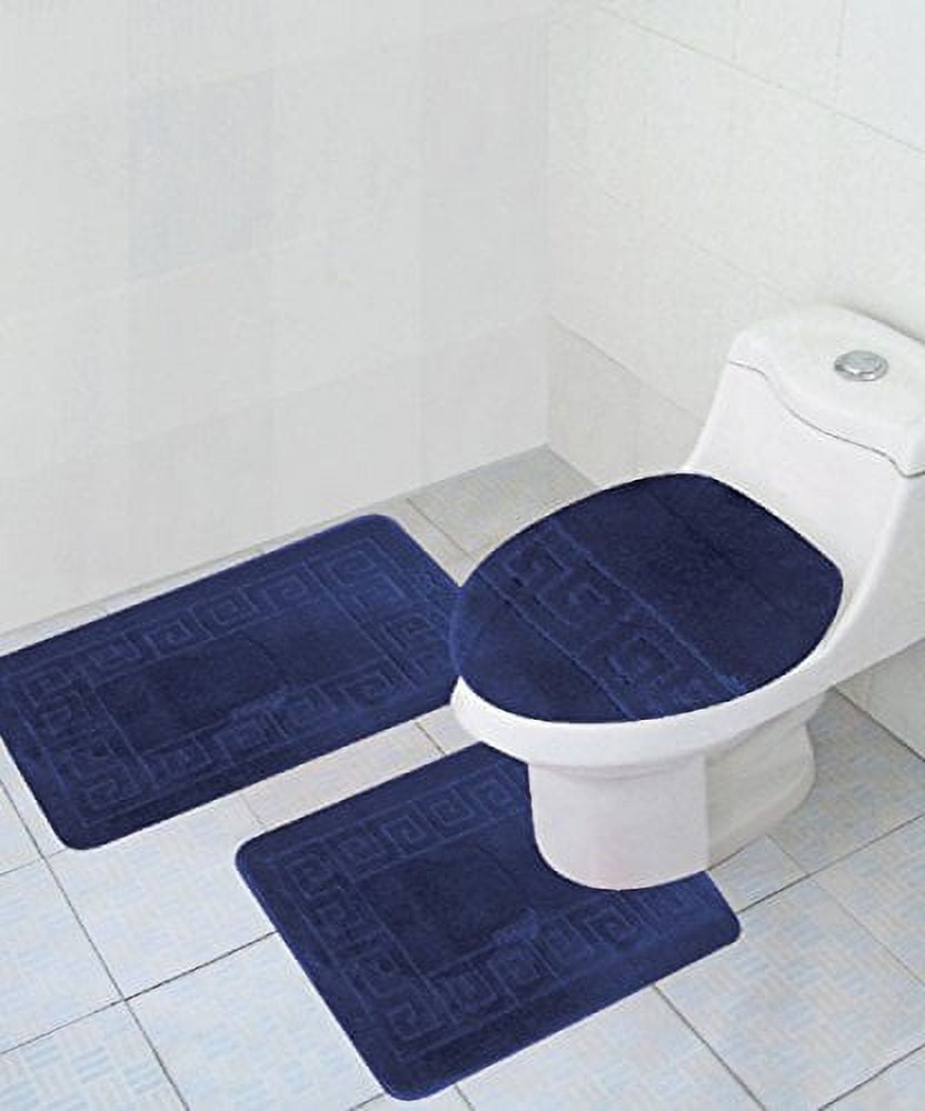 "WPM 3 Piece Greek Key Design Bath Rug Set with Large Contour Mat (20 ...