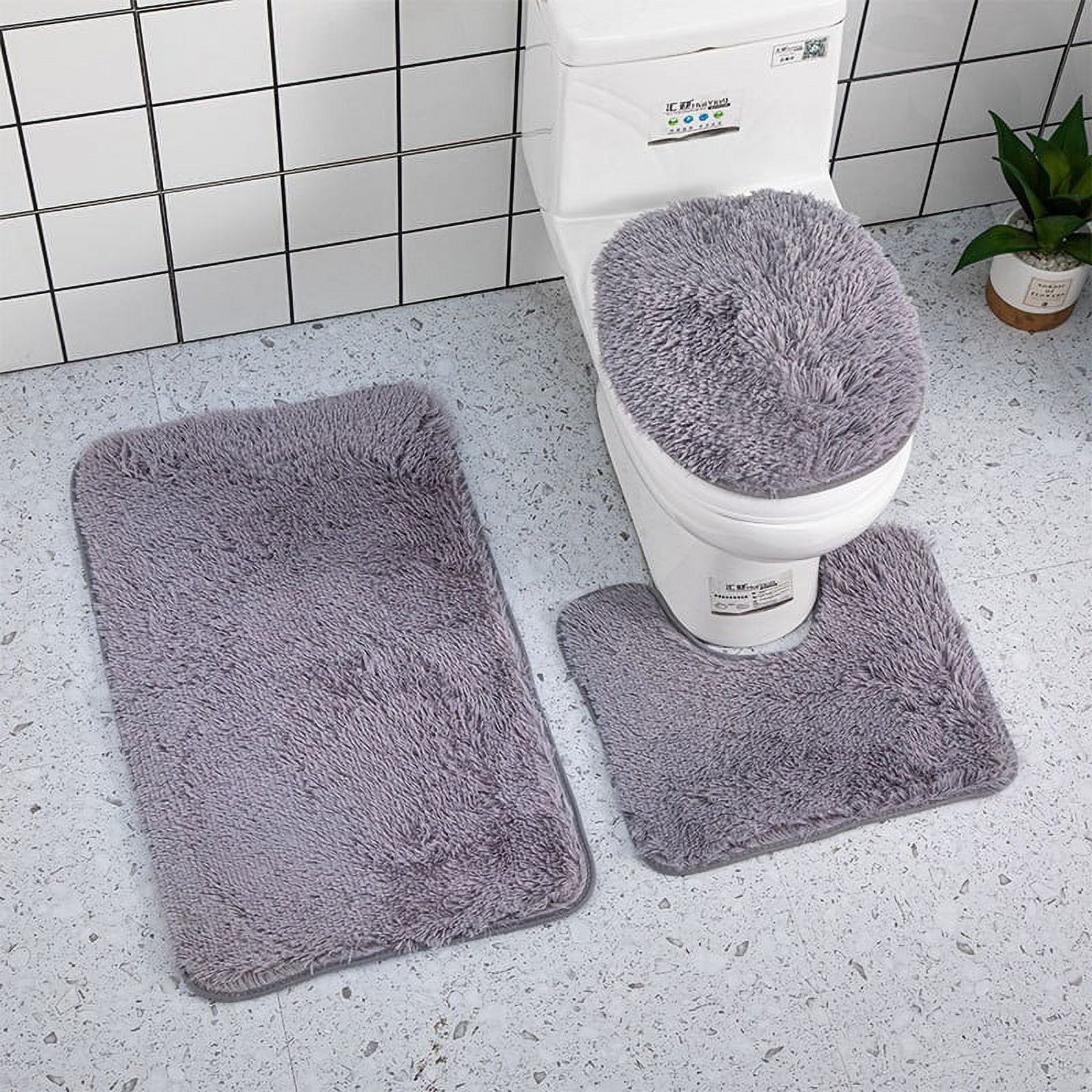 3 Piece Bath Rugs Set, Bath Rug + Contour Mat + Toilet Seat Cover ...