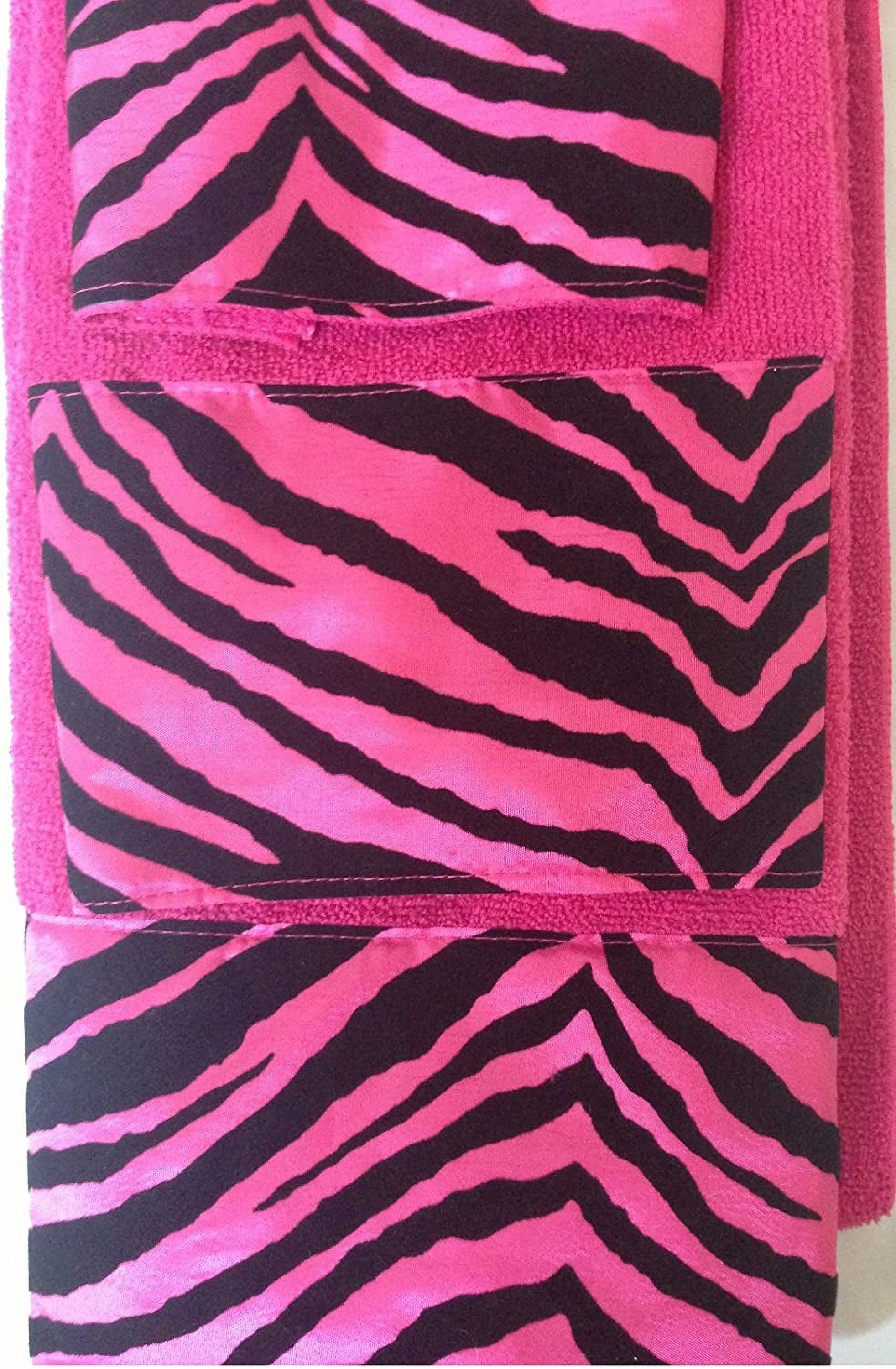 3 Piece Bath Towel Set- Black Pink Zebra Print Wash Had and Bath Towel ...