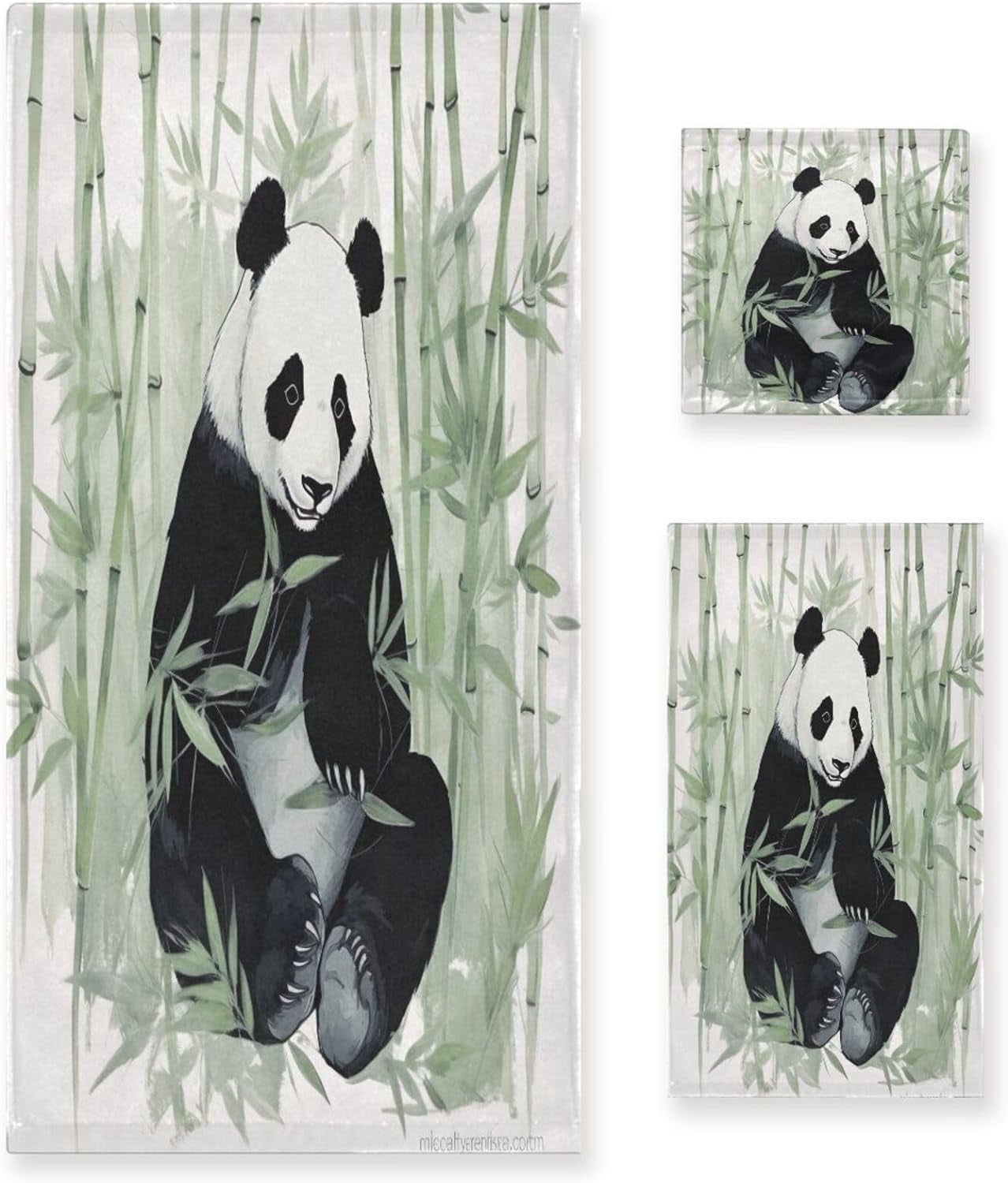 3 Piece Bath Towels Set, Super Soft Absorbent Cute Panda Towels for ...