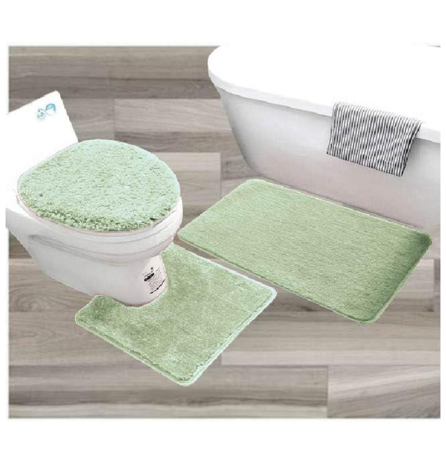 3 Piece Bathroom Floor Bath Mats Rugs Set with Lid Cover Non-skid ...