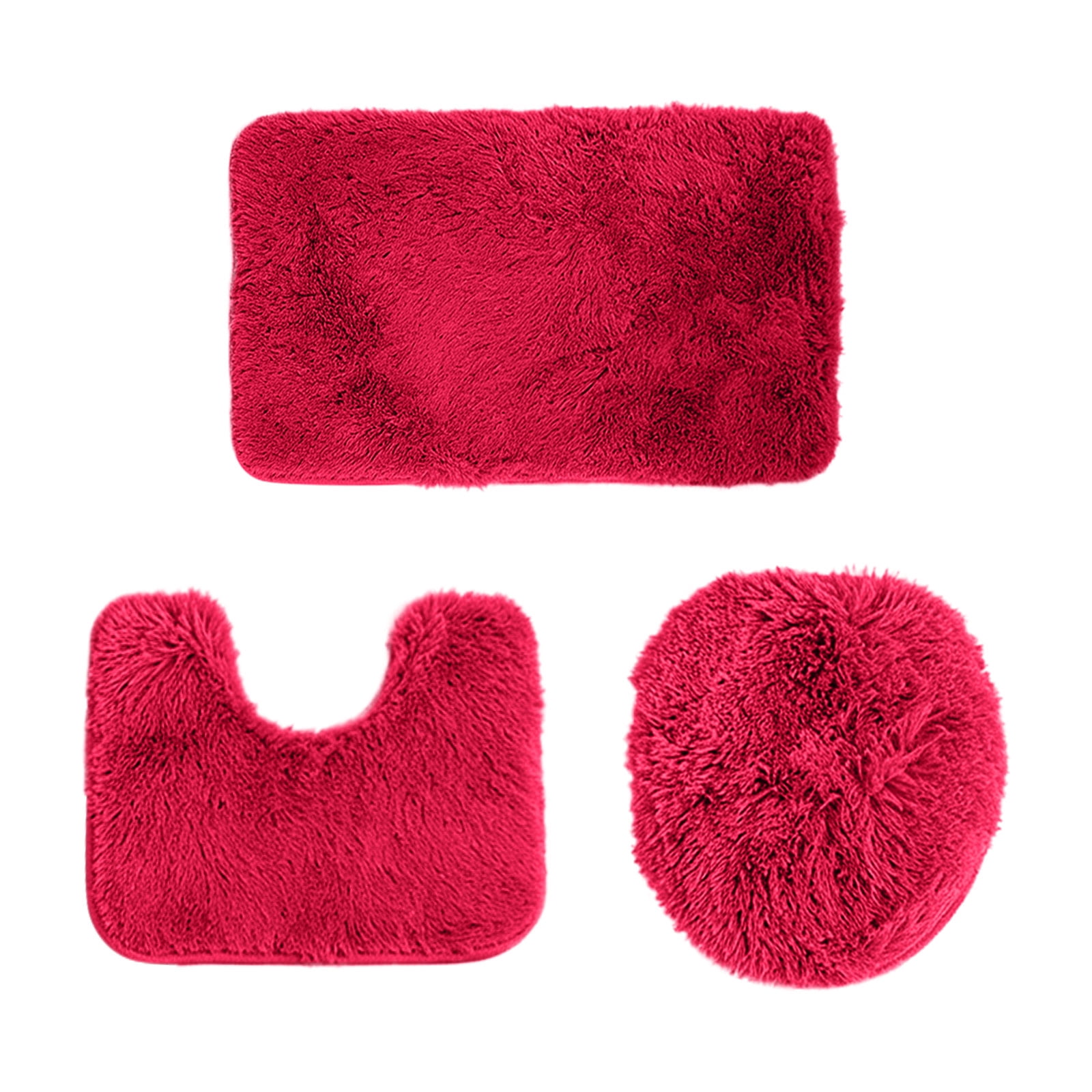 3-Piece Bathroom Rug Mat Set with Toilet Cover, U-Shaped Washable ...