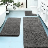3 Piece Bathroom Rug Set, Absorbent Non Slip Plush Bath Mat for ...