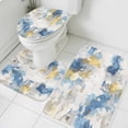 3 Piece Bathroom Rug Set, Abstract Blue Non Slip Bath Mat with Contour ...