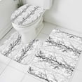3 Piece Bathroom Rug Set, Black Grey Non Slip Bath Mat with Contour ...