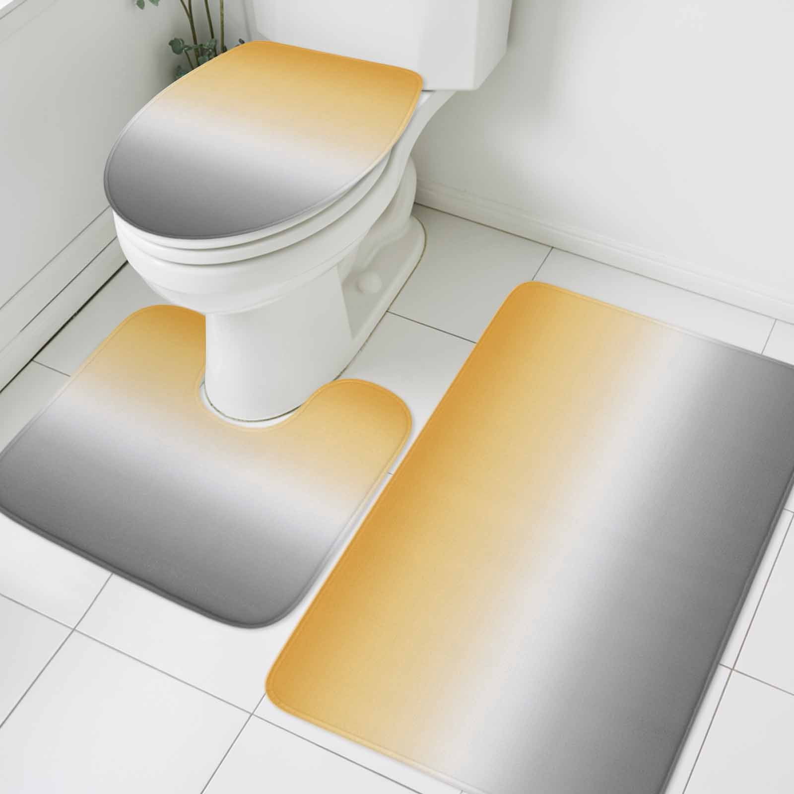 3 Piece Bathroom Rug Set, Gradient Color Non Slip Bath Mat with Contour ...