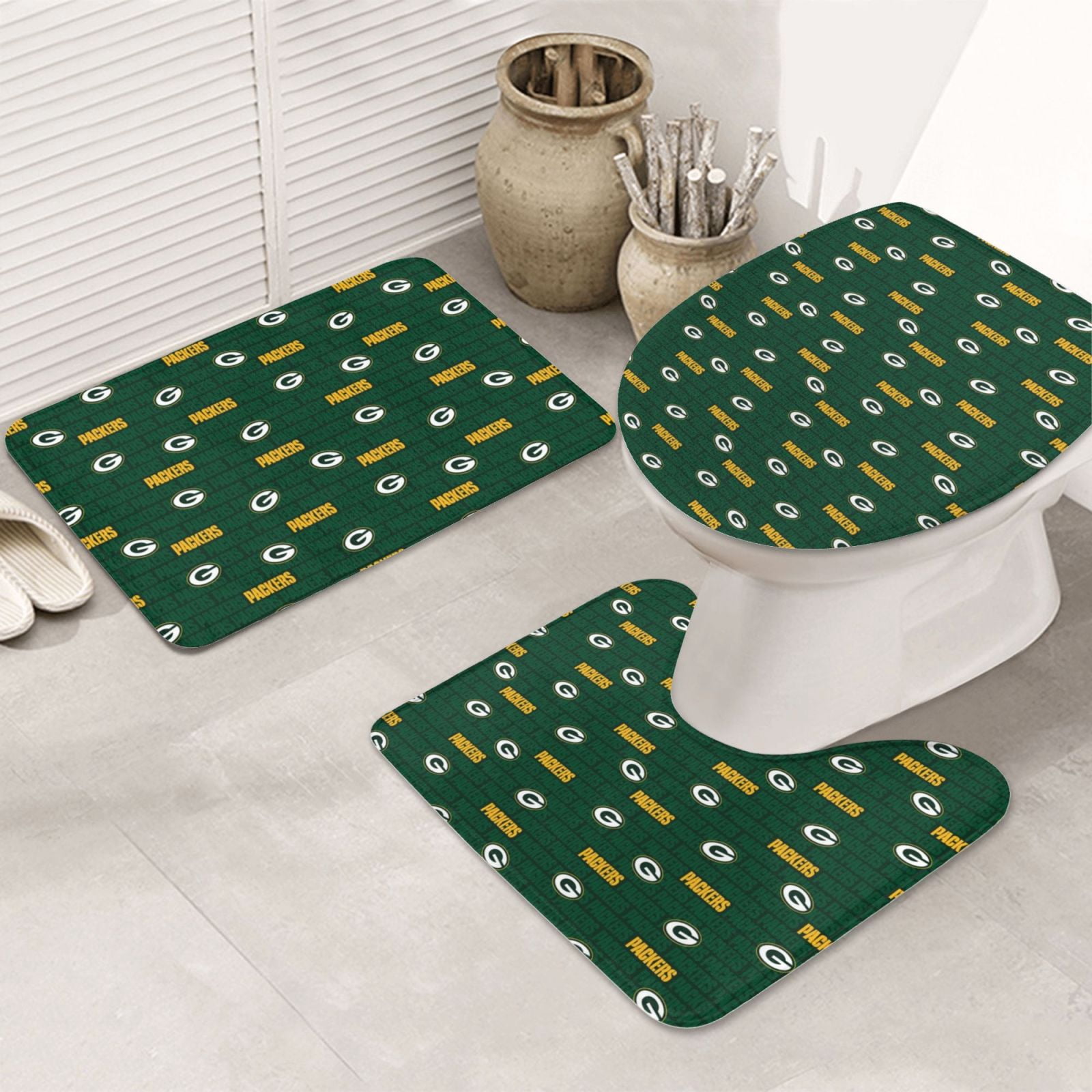 3 Piece Bathroom Rug Set Includes Bath Rug, Contour Mat And Toilet Lid ...