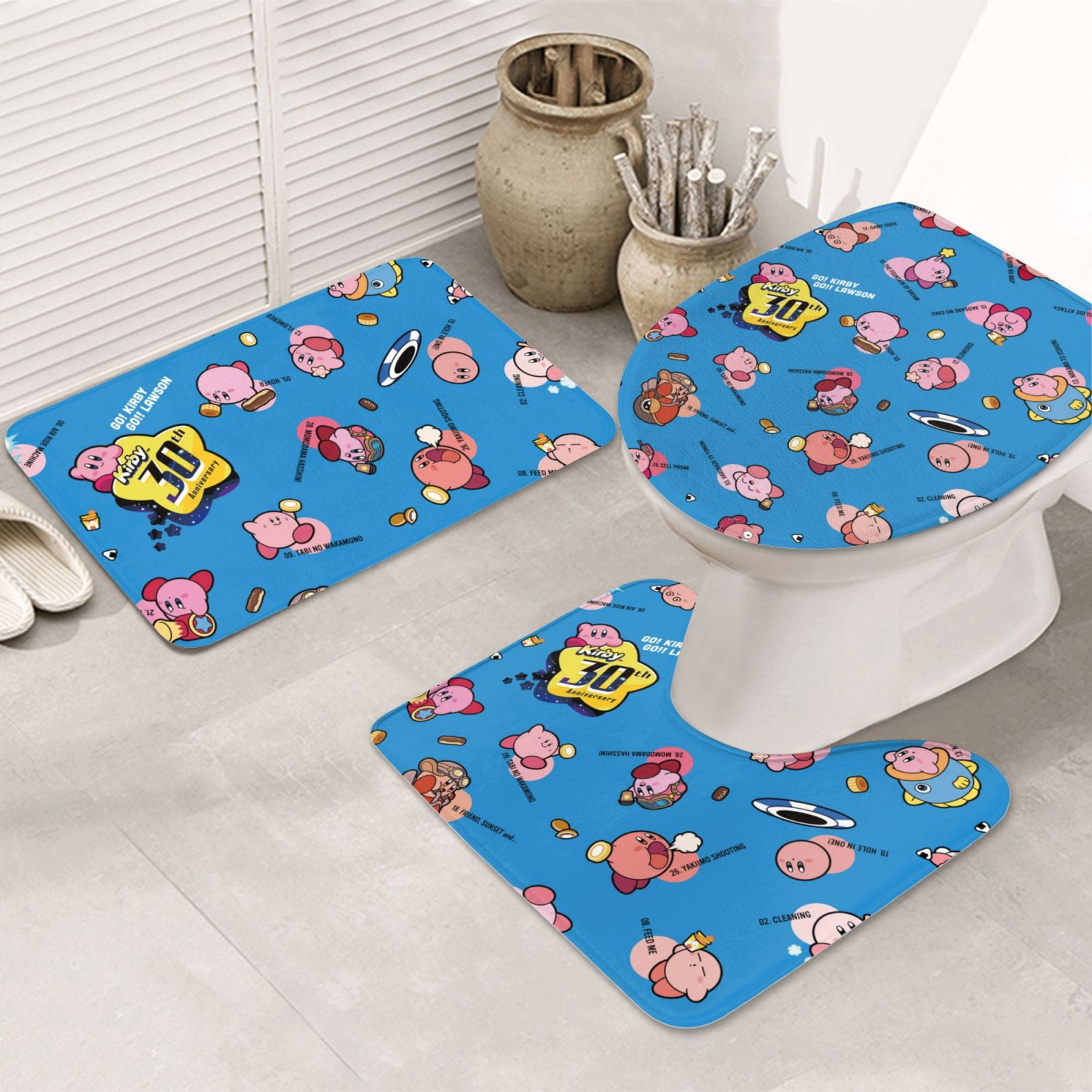 3 Piece Bathroom Rug Set Includes Bath Rug, Contour Mat And Toilet Lid ...