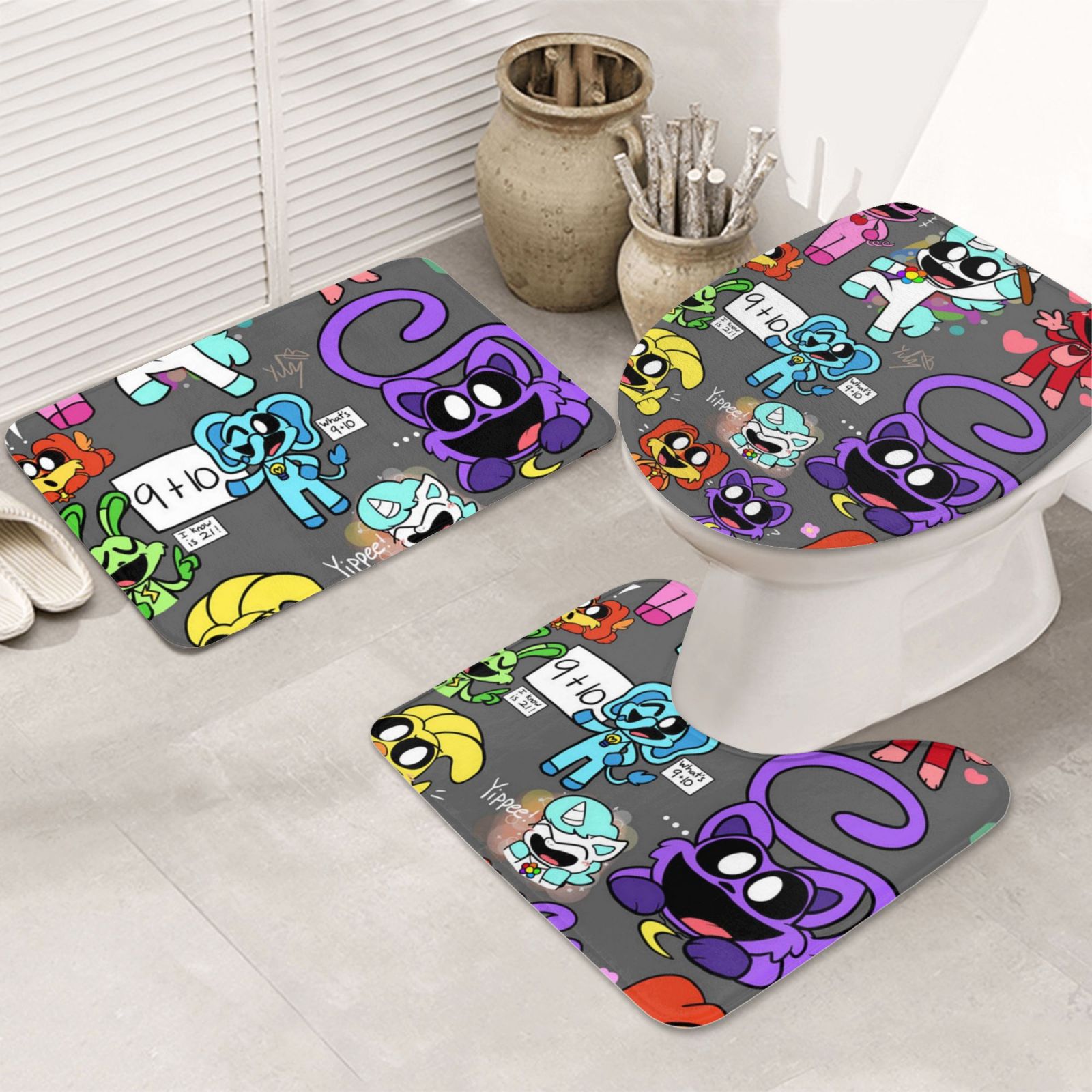 3 Piece Bathroom Rug Set Includes Bath Rug, Contour Mat And Toilet Lid ...
