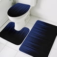 3 Piece Bathroom Rug Set, Navy Blue Black Lines Non Slip Bath Mat with ...