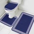 3 Piece Bathroom Rug Set, Navy Blue White Non Slip Bath Mat with ...