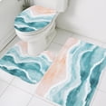 3 Piece Bathroom Rug Set, Ocean Wave Non Slip Bath Mat with Contour ...
